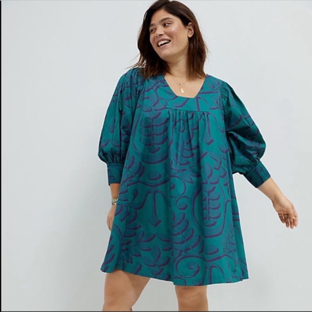 Anthropologie Nerina Cotton Smocked Frock Dress - Gem